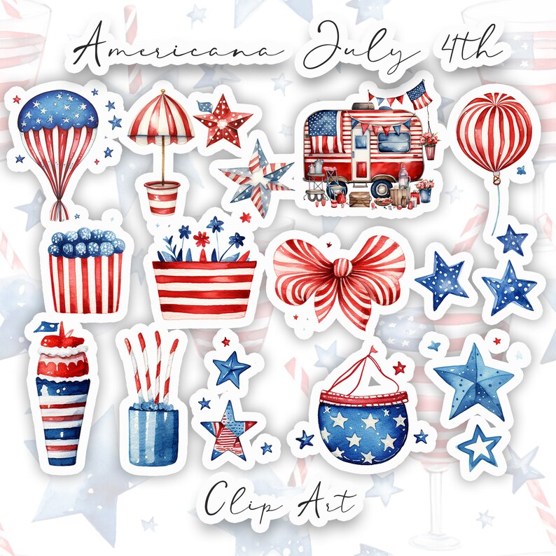 American July 4th Clip Art Collection, Americana Clip Art, American ...
