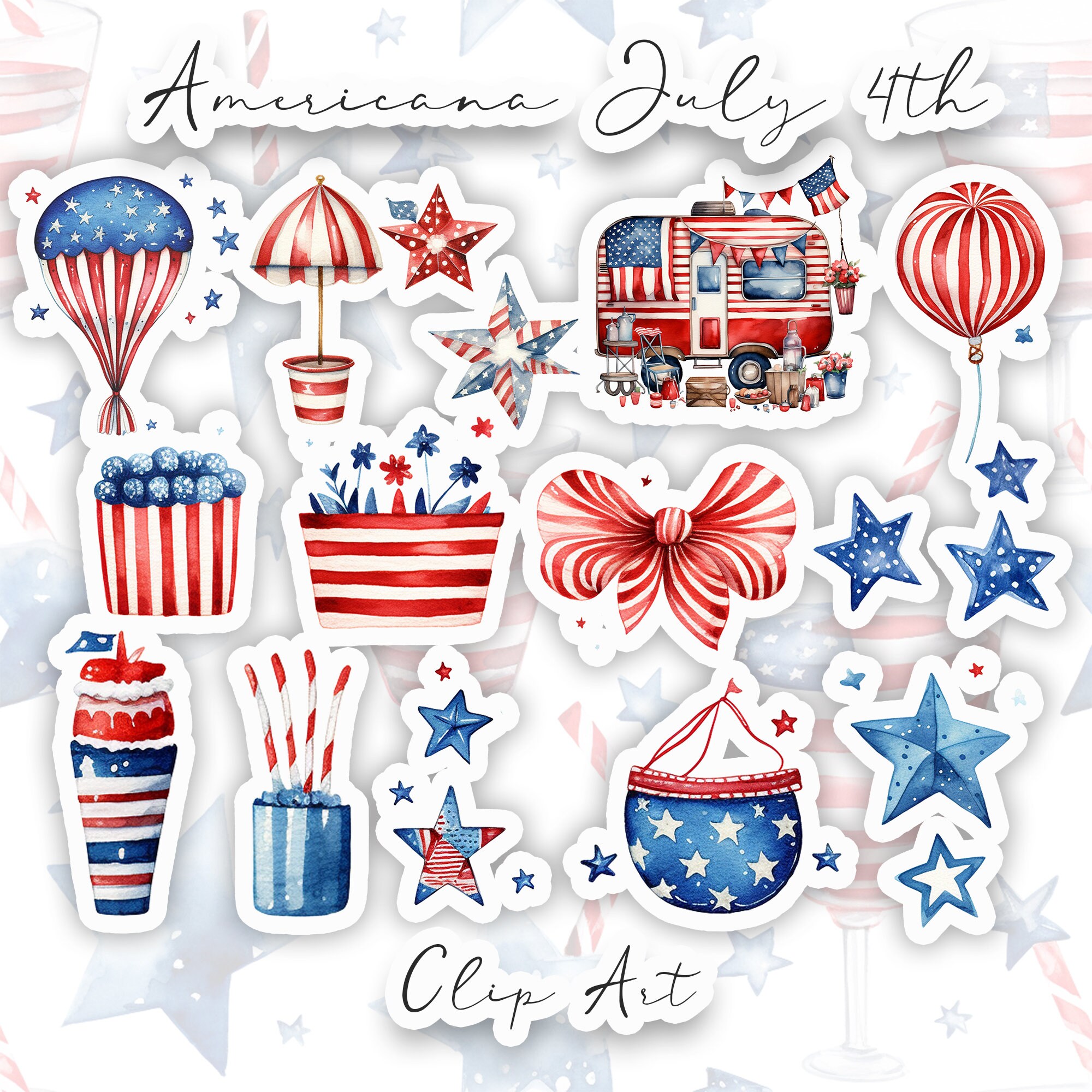 American July 4th Clip Art Collection, Americana Clip Art, American ...
