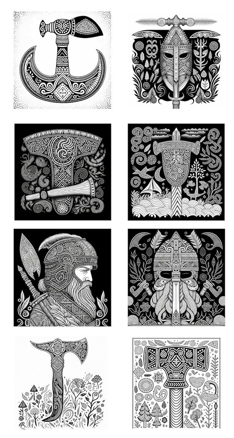 Viking Clip Art Collection - Scandinavian Folk Art, Clip Art, Printable ...