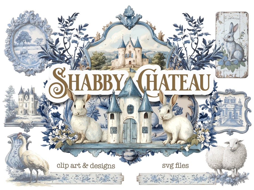 Shabby Chateau Decor, French Folk Art Clip Art Bundle, Vintage French ...