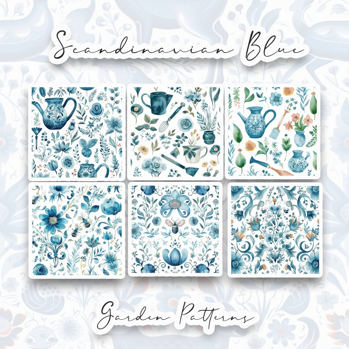 Watercolor Garden Patterns, Garden Pattern Bundle, Floral Pattern Svg ...