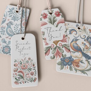 Scandinavian Rosemaling Product Gift Tags Vol.2 and Clip Art, Printable ...