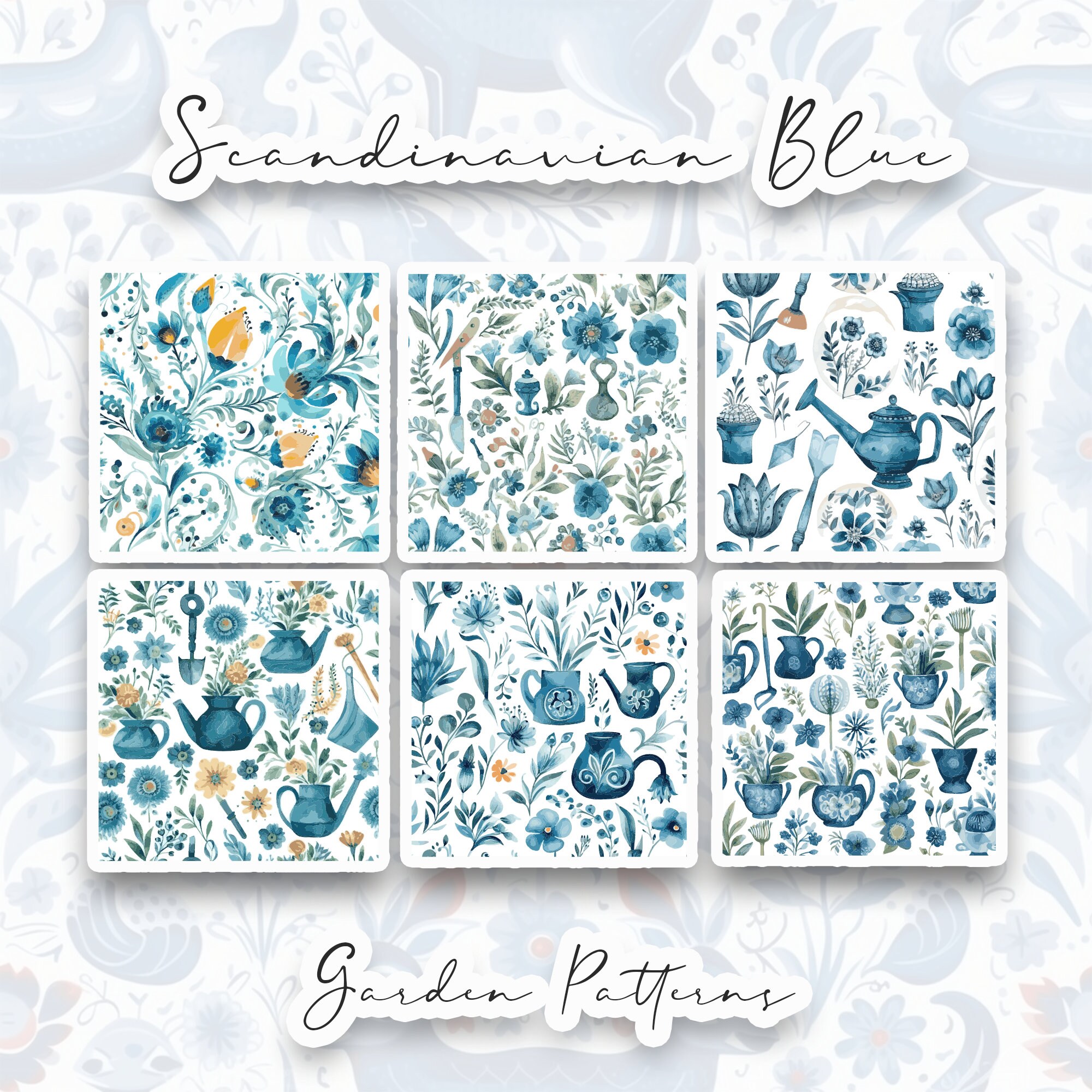 Watercolor Garden Patterns, Garden Pattern Bundle, Floral Pattern Svg ...