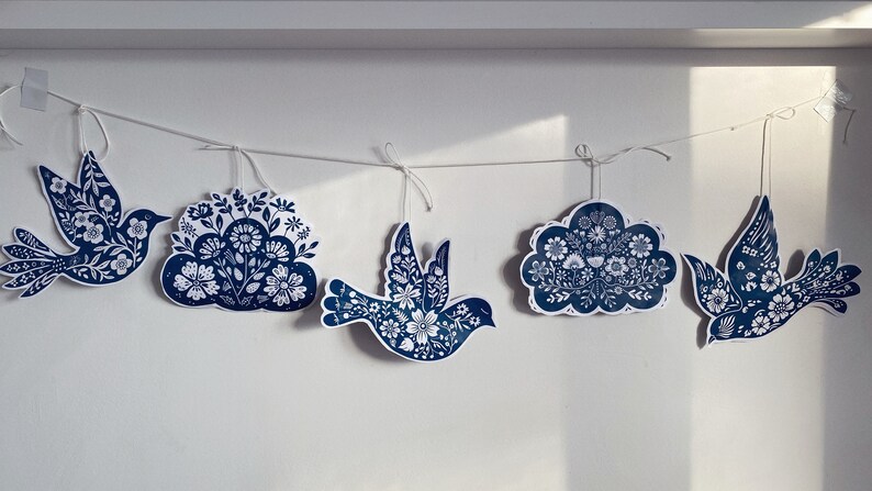 Folk Art Bird Mobile Kit: Paper Cut-out Garland (digital Download) - Etsy