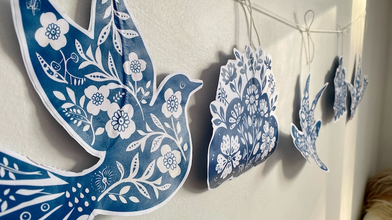 Folk Art Bird Mobile Kit: Paper Cut-out Garland (digital Download) - Etsy