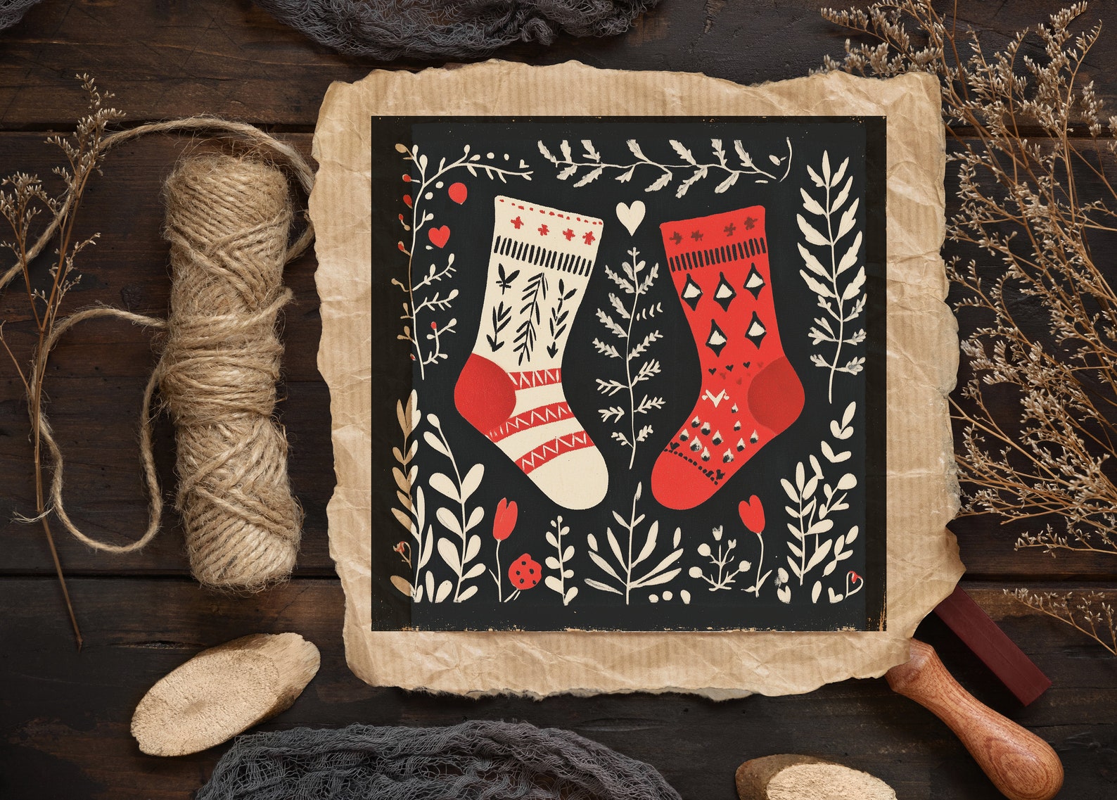 Scandinavian Winter Hygge Block Print Bundle, Winter Seamless Patterns ...