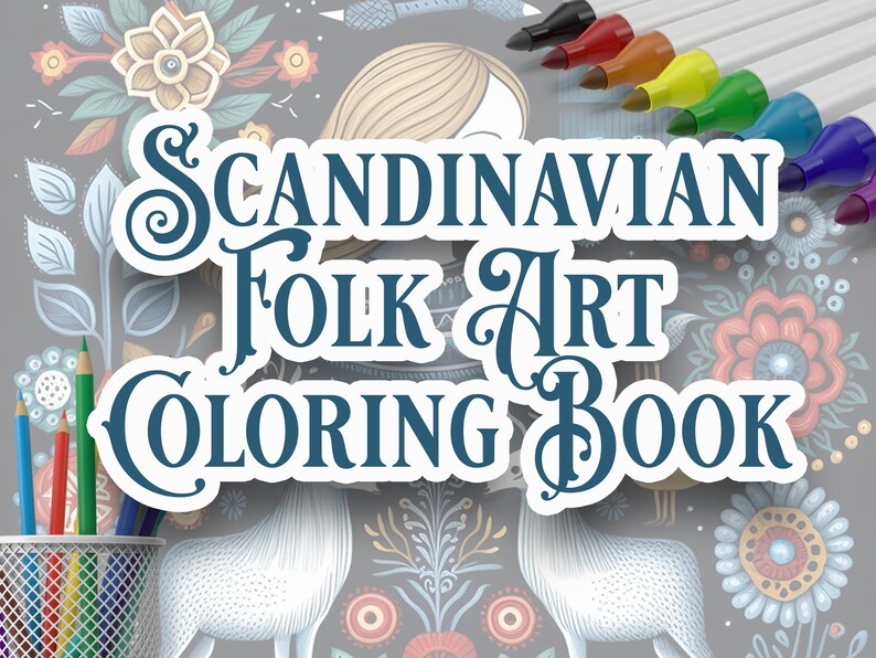 The Relaxing Scandinavian Folk Art Digital Coloring Book, Printable ...