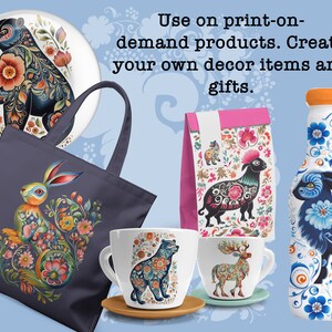 14 Rosemaling Friends Animal Folk Art Clip Art Bundle, Scandinavian ...