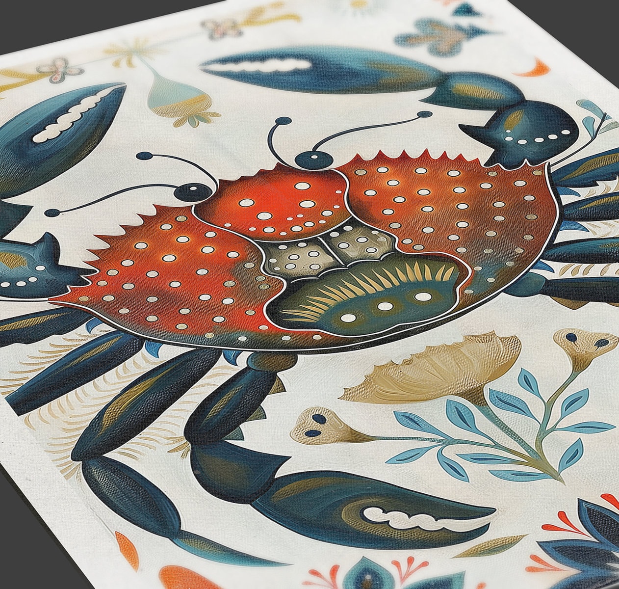 Red Crab Art Print: Nautical Folk Art, Coastal Decor - Etsy