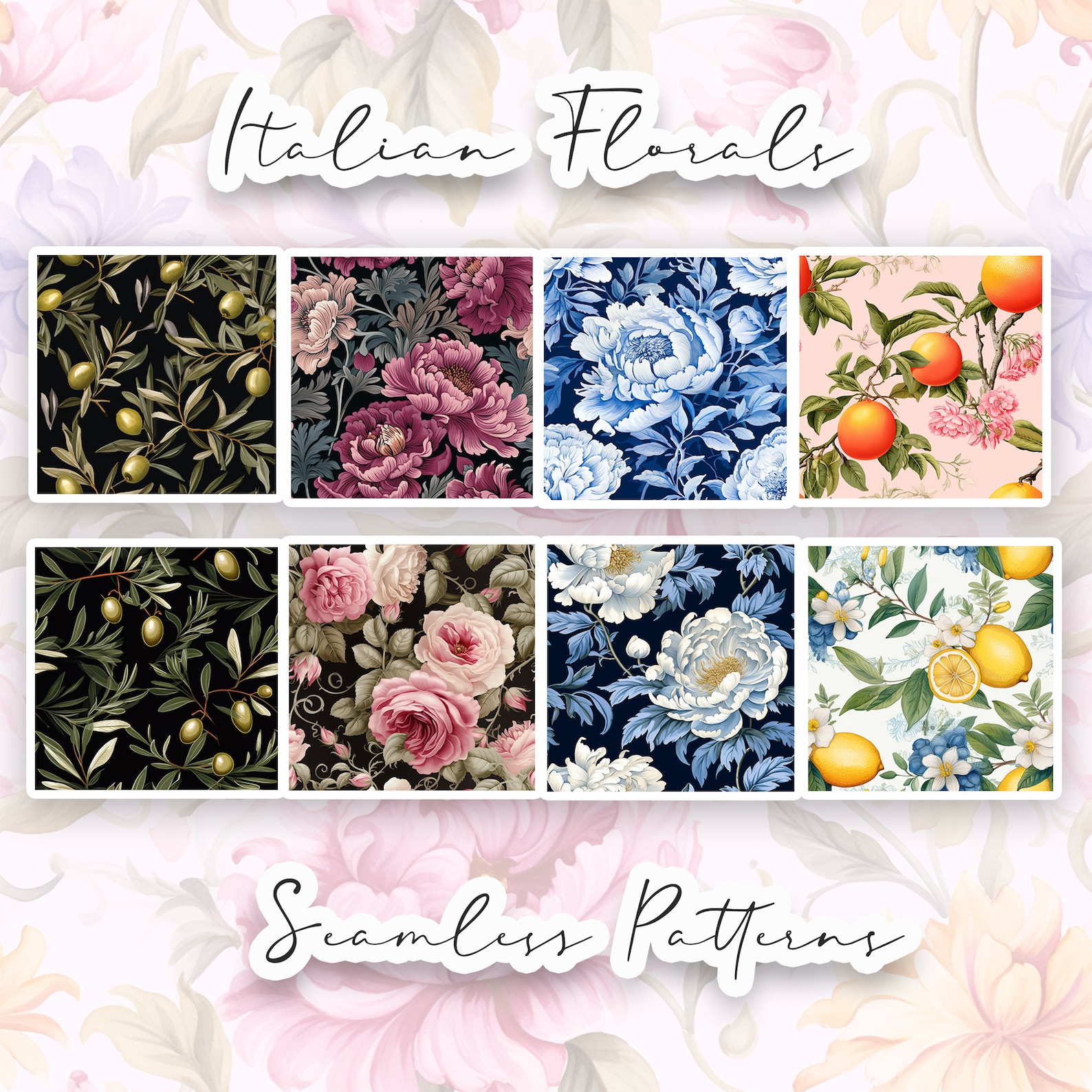 17 Italian Floral Seamless Patterns Bundle, Country Seamless Pattens ...