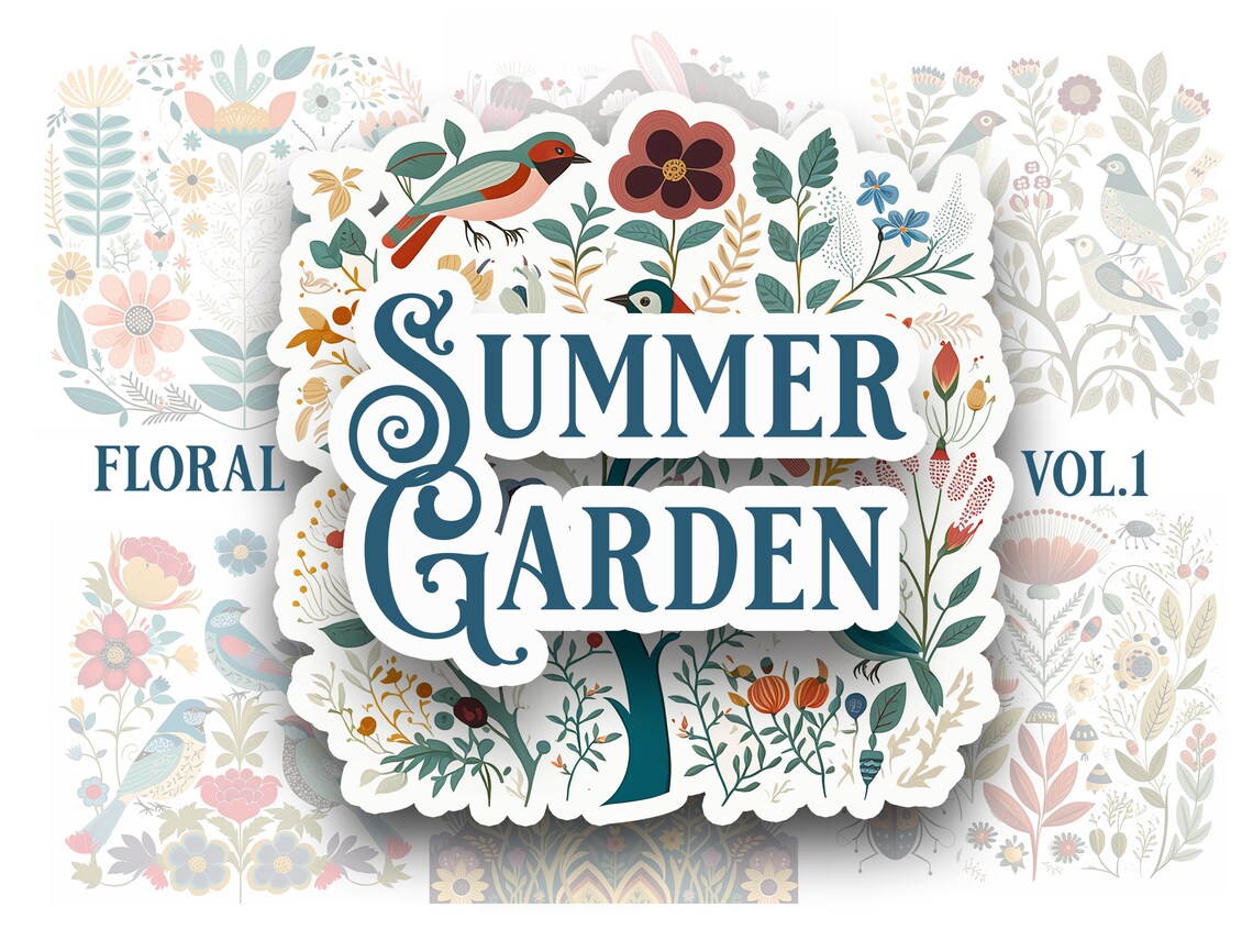 Summer Garden Folk Art Clip Art Vol.1 Embroidery Designs - Etsy
