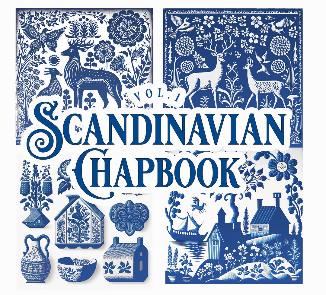 Scandinavian Folk Art Clip Art: Vintage Nordic Chapbook Designs ...
