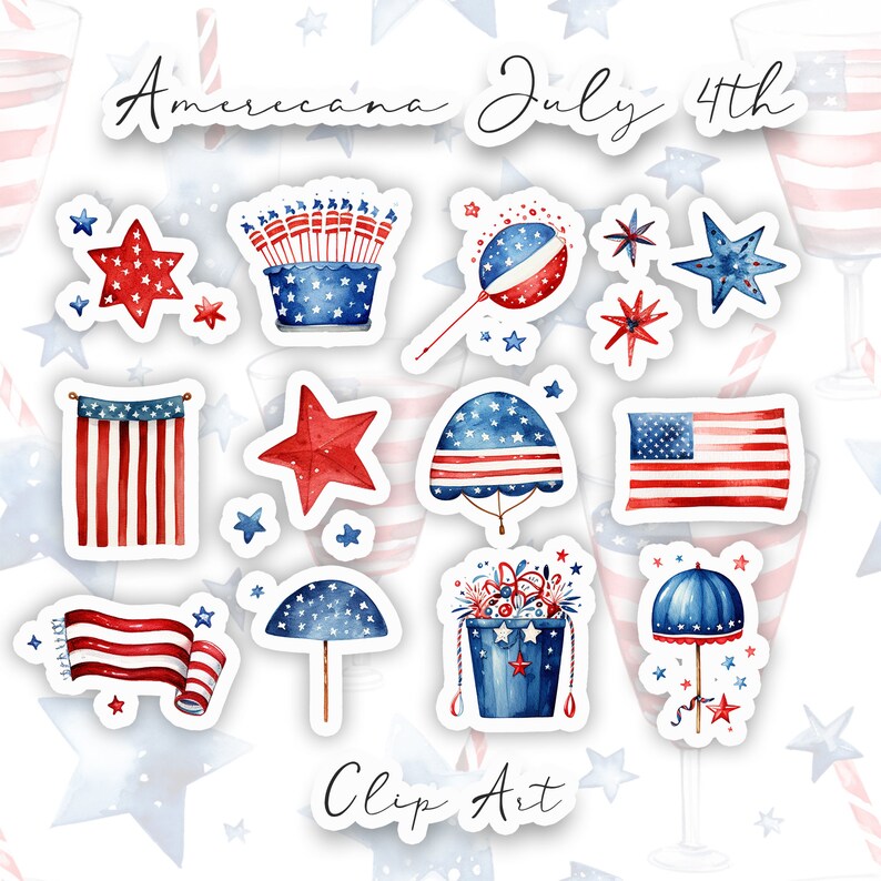 American July 4th Clip Art Collection, Americana Clip Art, American ...