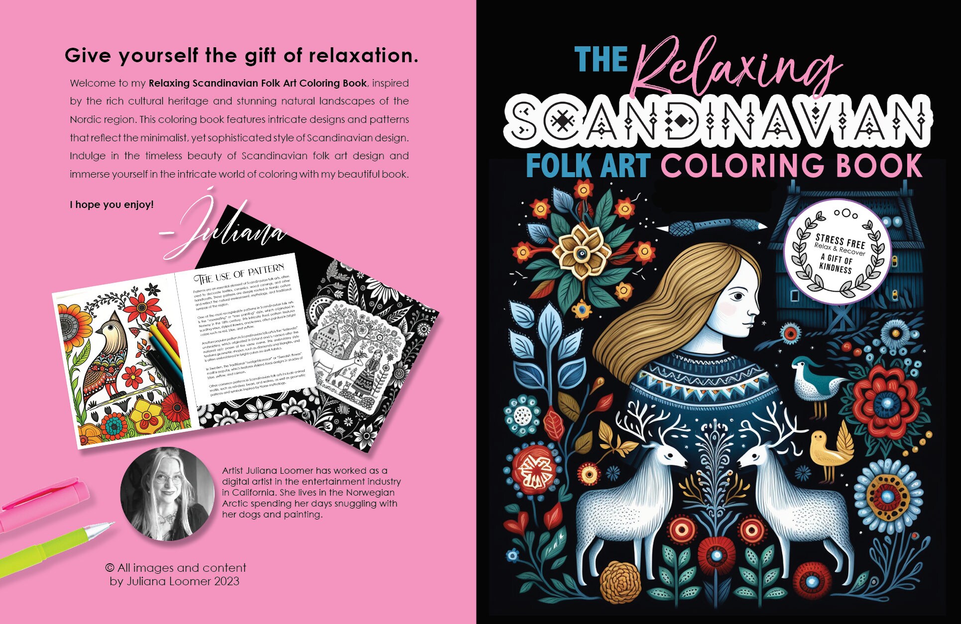 The Relaxing Scandinavian Folk Art Digital Coloring Book, Printable ...