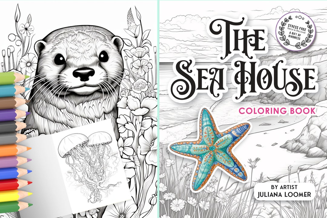 The Sea House Coastal Coloring Book, Nature Coloring Book, Printable ...