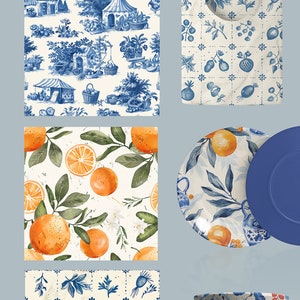 French Country Toile Seamless Patterns: Shabby Chic Retro Designs (SVG ...