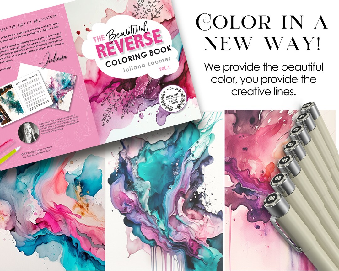 The Beautiful Reverse Coloring Book Vol.1, 43 Printable Pages, Adult ...