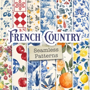 25 Pieces French Country Seamless Patterns, Retro Seamless Patterns ...