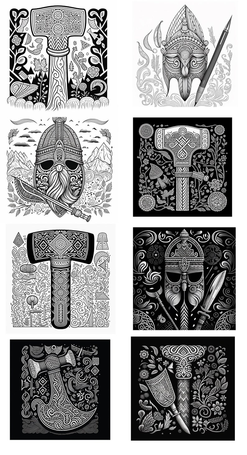 Viking Clip Art Vol. 2 Helmets and Hammers, Viking Decor, Viking Art ...