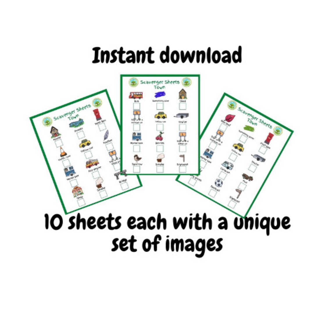 Outdoor Town Scavenger Hunt for Children Walk Activity Home School ...