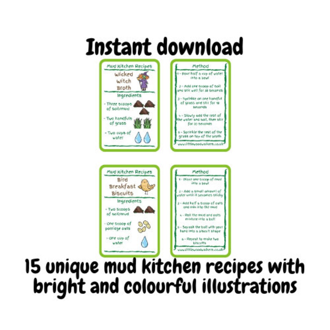 Mud Kitchen Recipe Cards Play Accessory Mud Kitchen Tool Play Kitchen ...