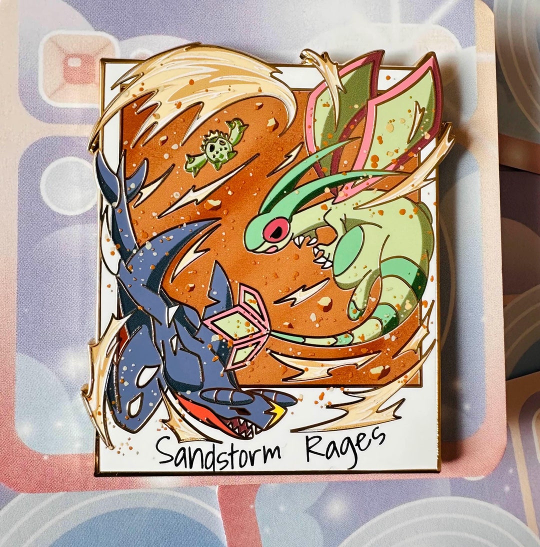 Garchomp & Flygon | Pokepolaroids Hard Enamel Pin - Etsy