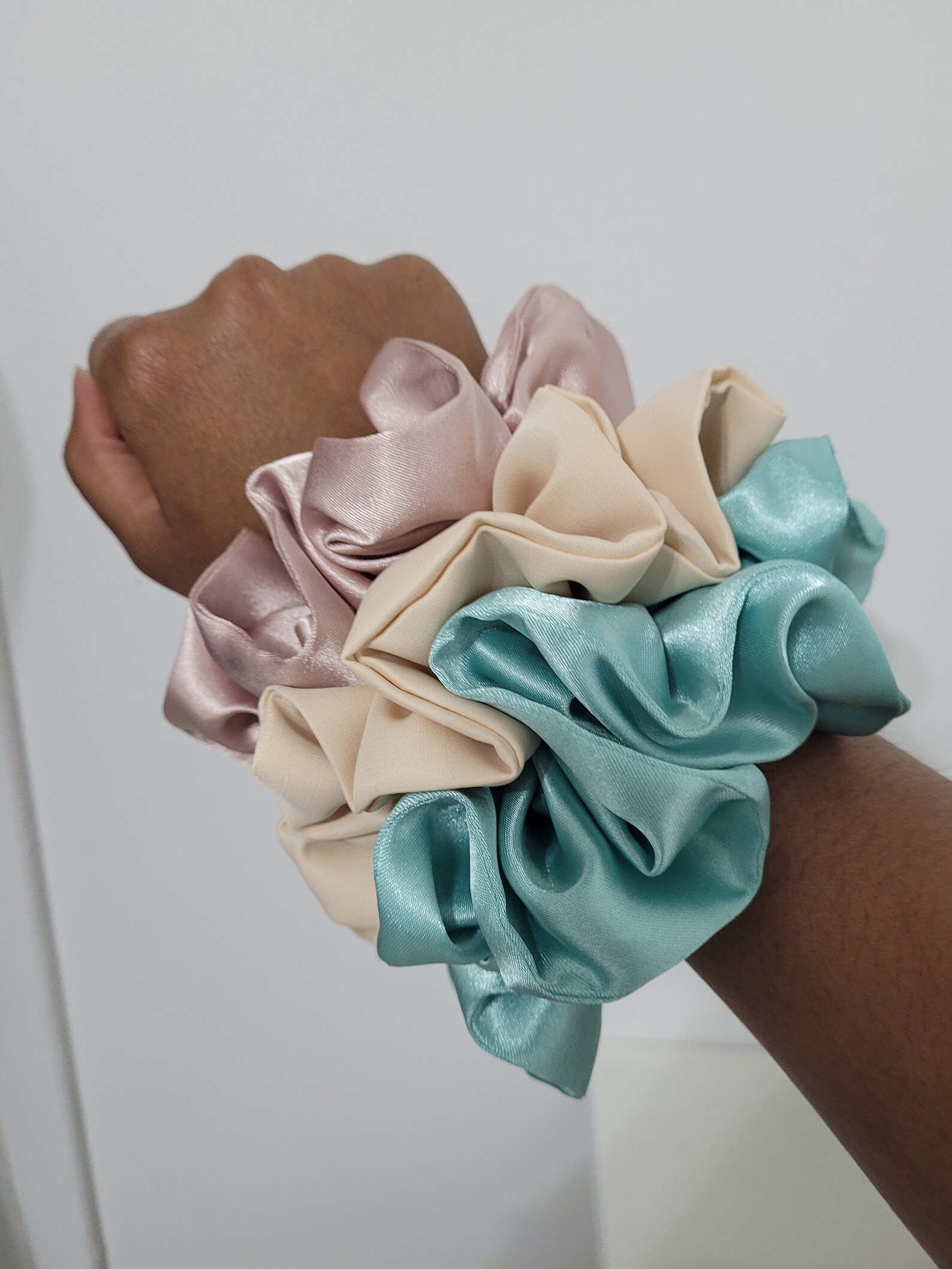 Set of 3 Large Satin Hair Scrunchies | Scrunchie Sets | Satin ...