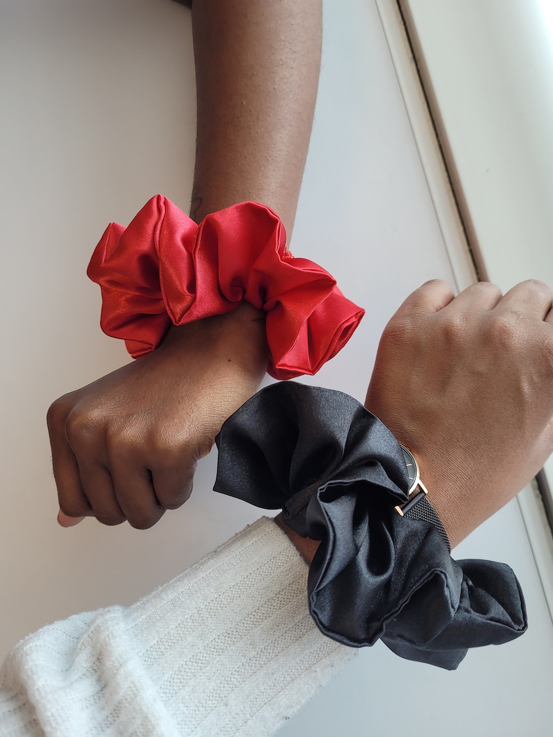 Set of 3 Large Satin Hair Scrunchies | Scrunchie Sets | Satin ...