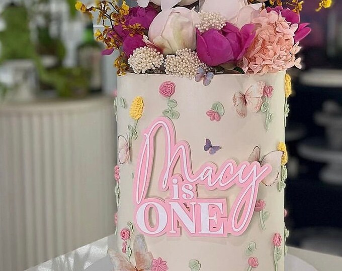 Floating Front Cake Topper Plaque | Double Layer Colour Acrylic Front ...
