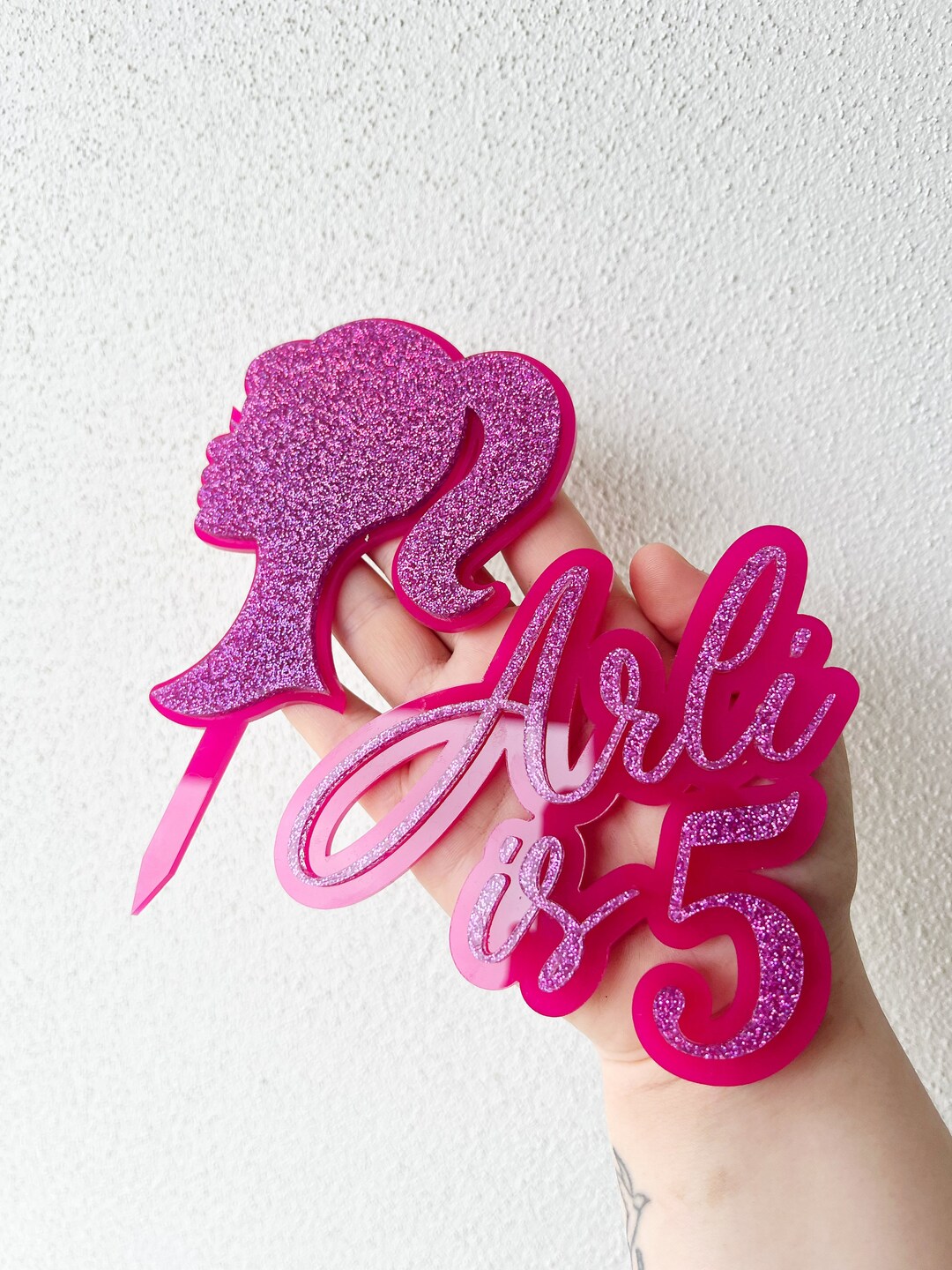 Barbie Cake Topper | Front Cake Topper Plaque | Glitter Barbie - Etsy