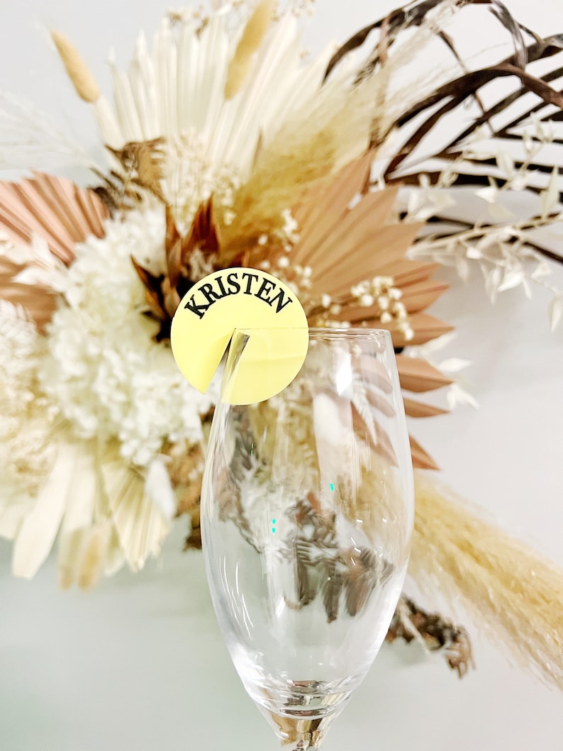 Stemless Drink Tags Drink Accessories Round Glass Tag - Etsy Australia