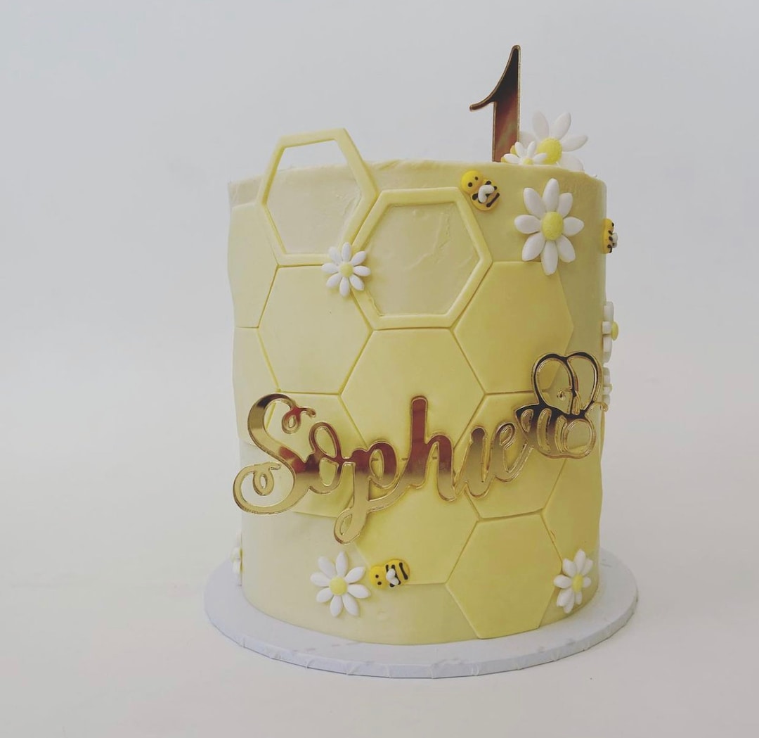 Bee Theme Cake Topper Yellow Theme Bees Boho - Etsy