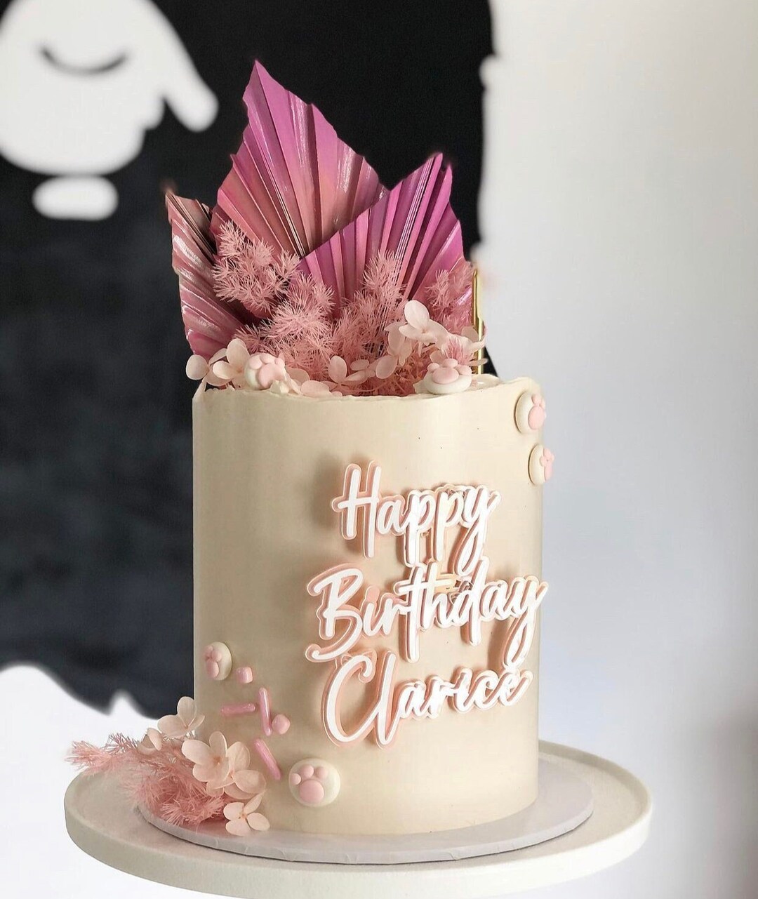 Floating Front Cake Topper Plaque | Double Layer Colour Acrylic Front ...