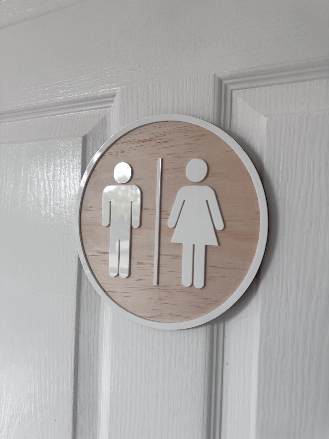 Toilet Door Sign | Wooden Toilet Sign With White Acrylic Letters ...