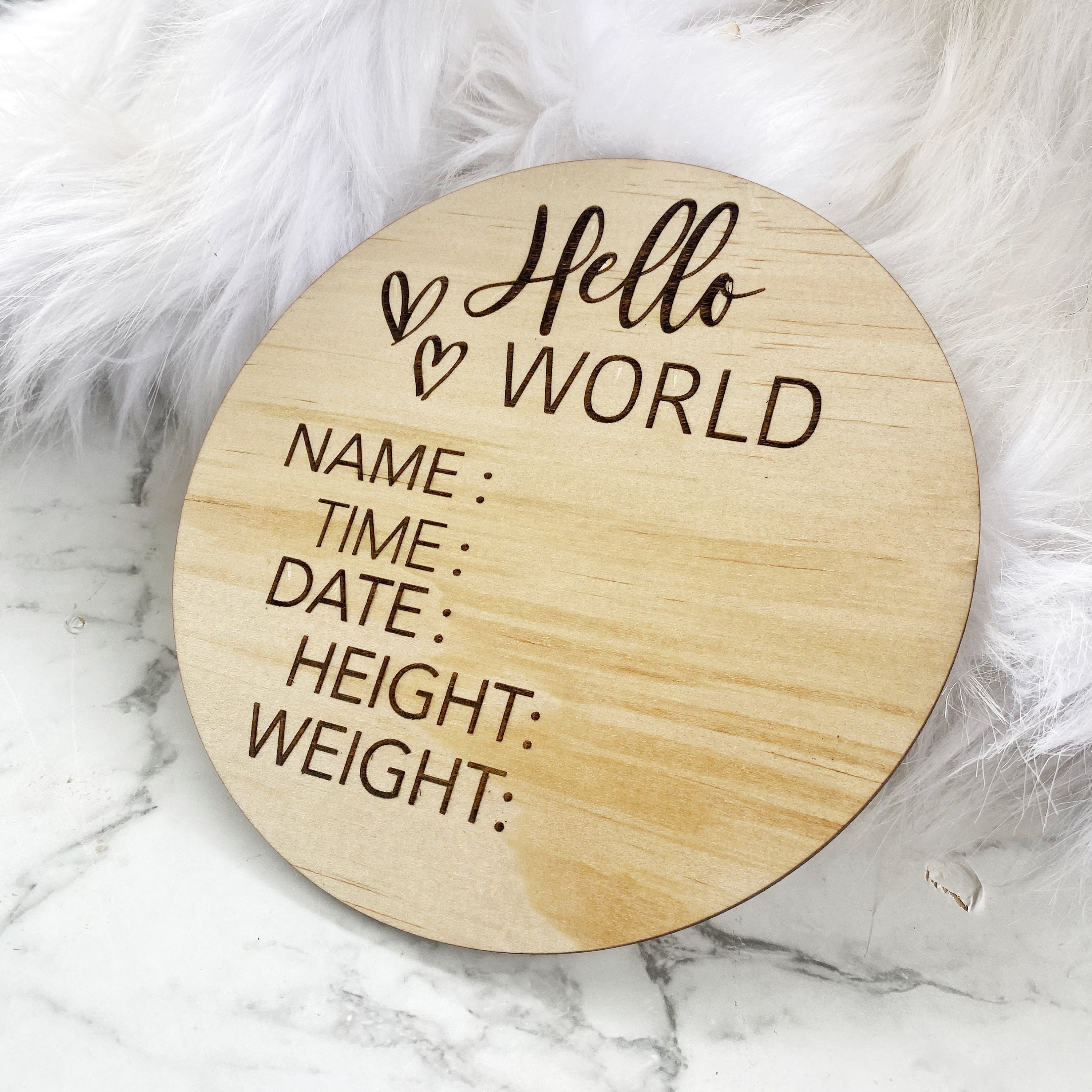 Hello World Wooden Engraved Baby Disk Birth Announcement - Etsy Australia