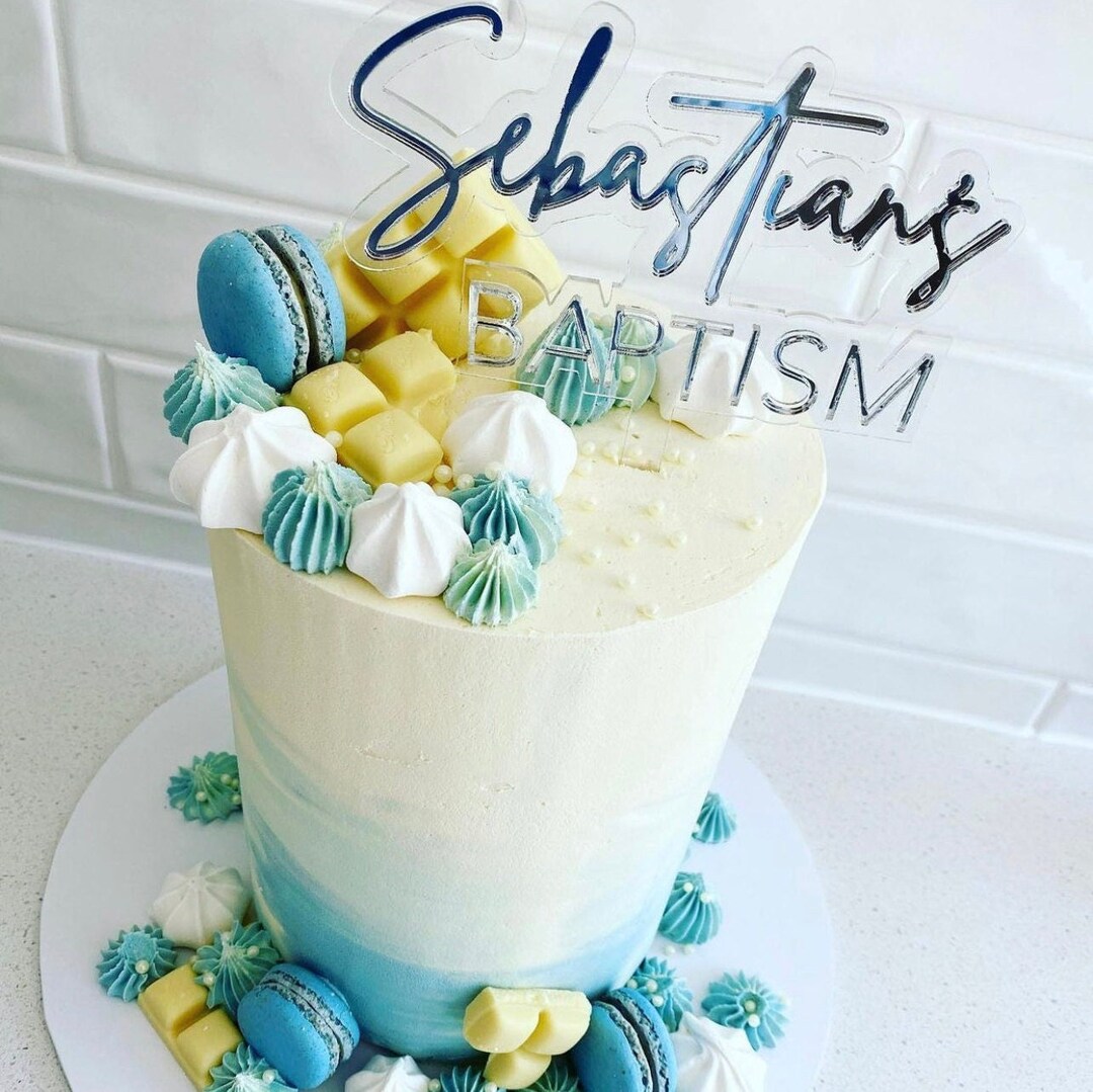 Baptism Cake Topper Personalised Baptism Gold Cake Topper Christening ...