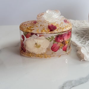 Handmade Real Flower Heart Shaped Trinket Box, Ring Storage, Preserve ...