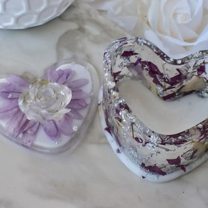 Handmade Real Flower Heart Shaped Trinket Box, Ring Storage, Preserve ...