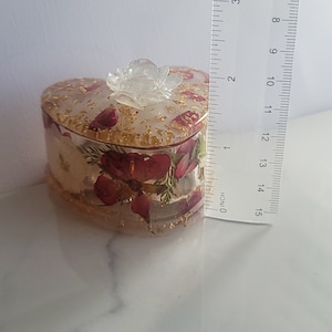 Handmade Real Flower Heart Shaped Trinket Box, Ring Storage, Preserve ...