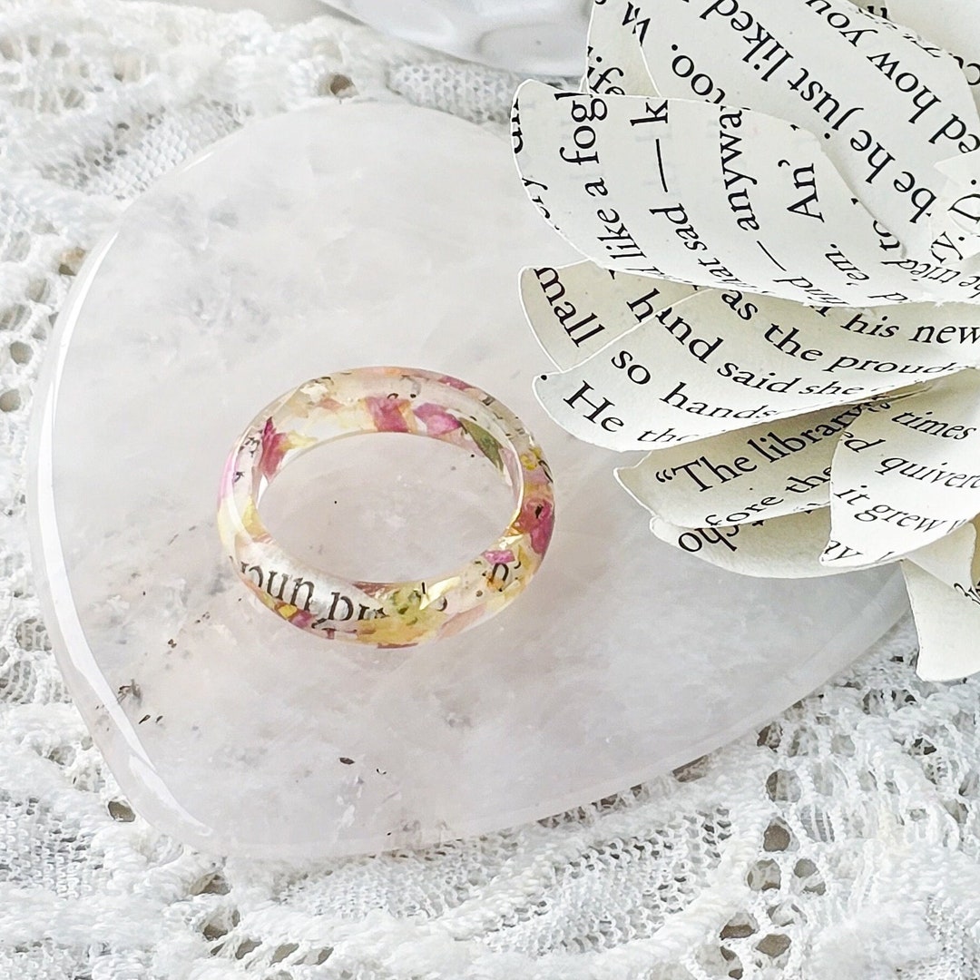 Love Letter Ring Flower Preservation Ring, Resin Ring Made With YOUR ...