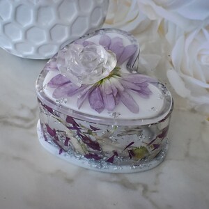Handmade Real Flower Heart Shaped Trinket Box, Ring Storage, Preserve ...