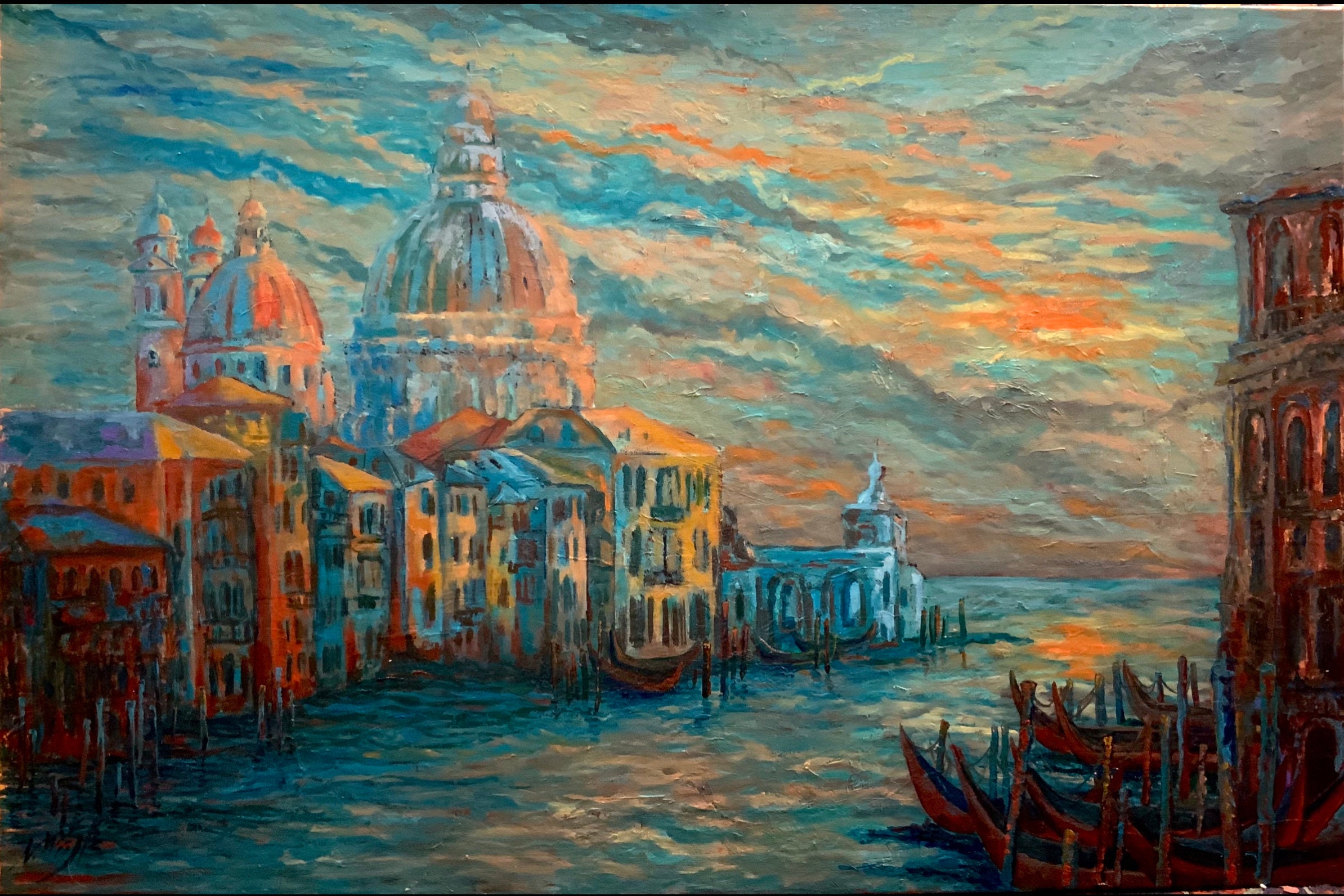 Venice Sunset Serene Venice Canal View Oil Painting Print Italian ...