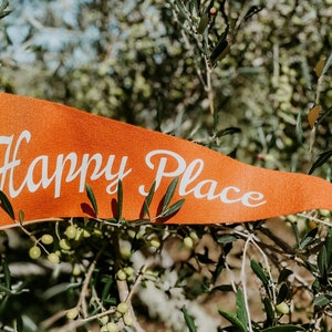 Happy Place Pennant | Felt Pennant Flag Banner | Vintage Style Wall ...
