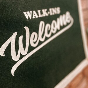Walk-ins Welcome Banner | Felt Pennant Flag Banner | Vintage Banner ...