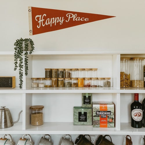 Happy Place Pennant Felt Pennant Flag Banner Vintage Style - Etsy