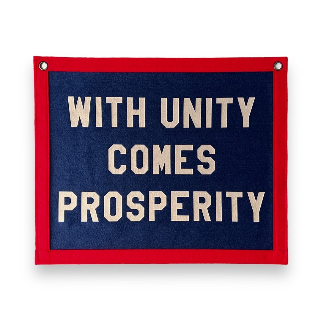 With Unity Comes Prosperity Banner | Felt Pennant Flag Banner | Vintage ...