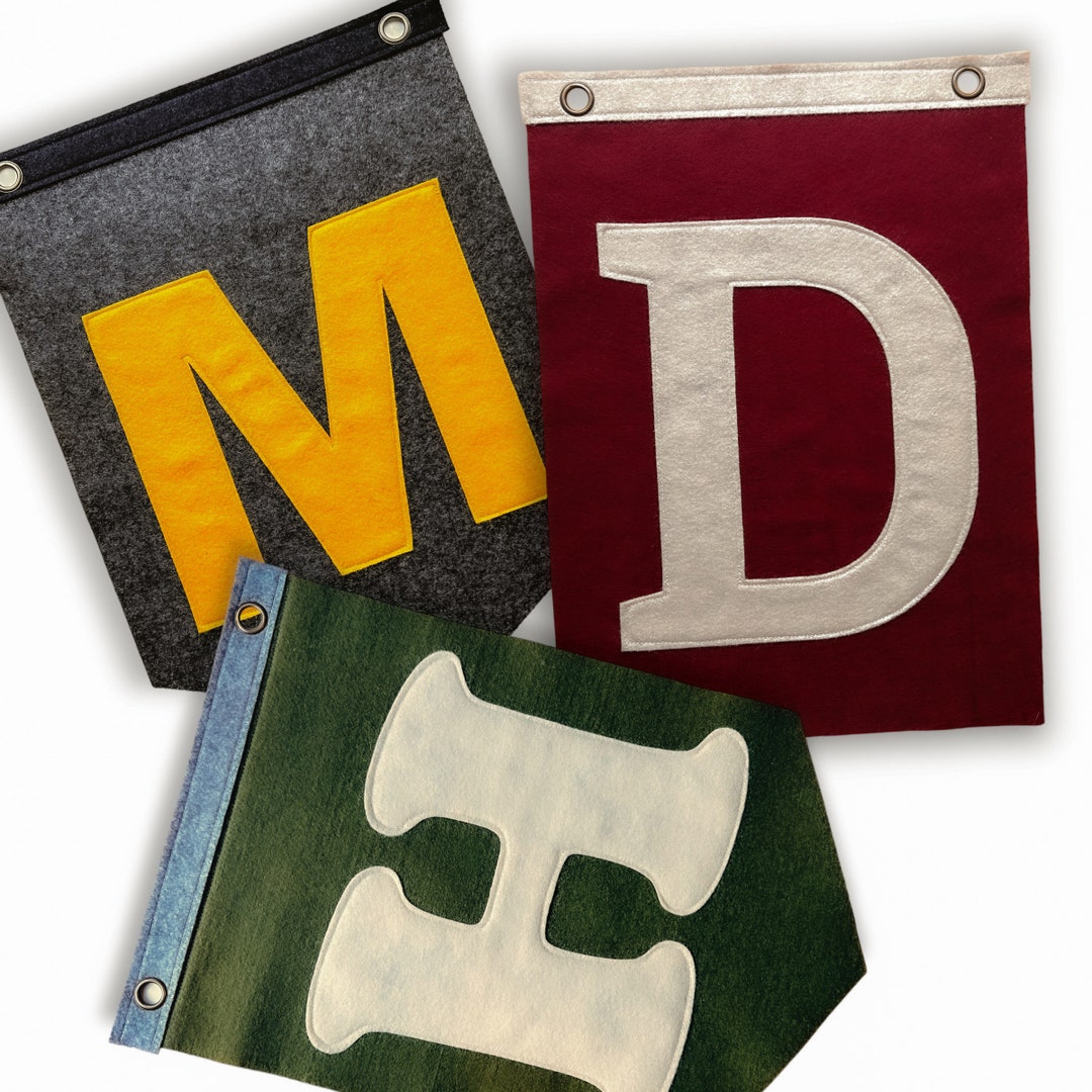 12” X 16” Custom Appliqué Felt Letter Banner | Felt Pennant Flag Banner ...