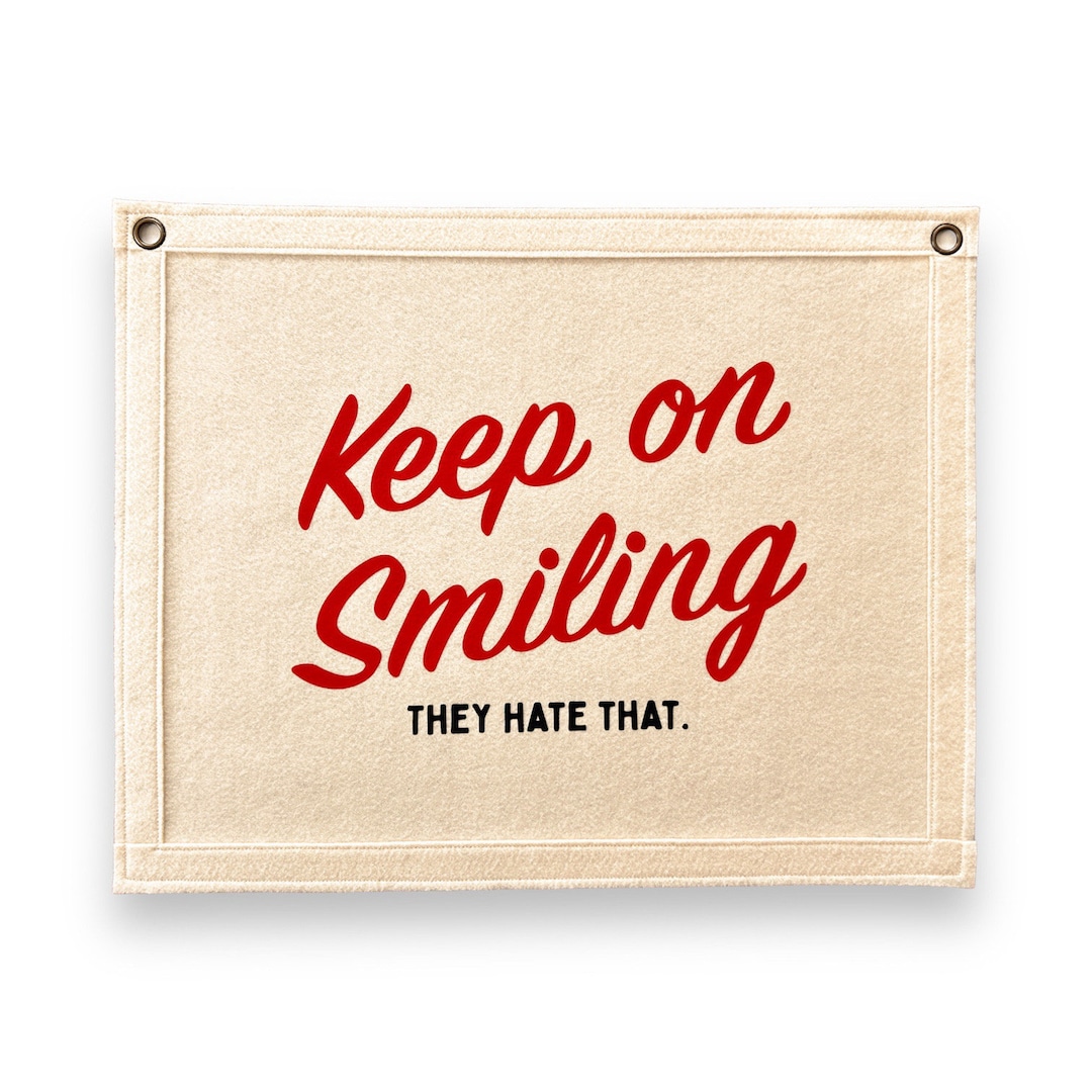Keep on Smiling Banner | Felt Pennant Flag Banner | Vintage Banner ...