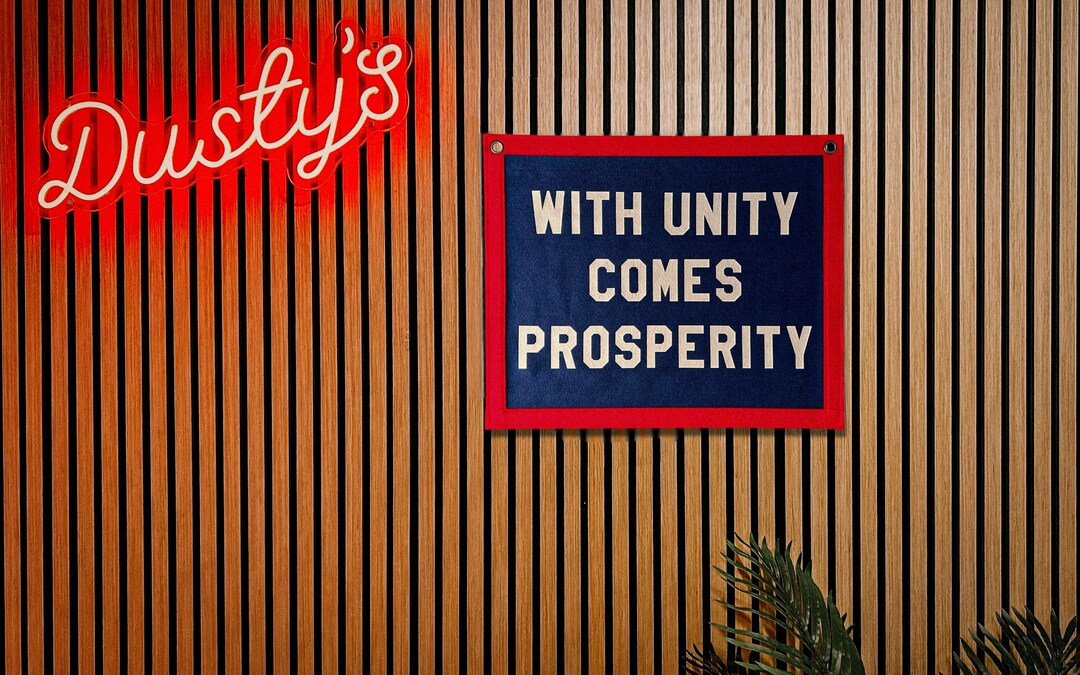 With Unity Comes Prosperity Banner | Felt Pennant Flag Banner | Vintage ...