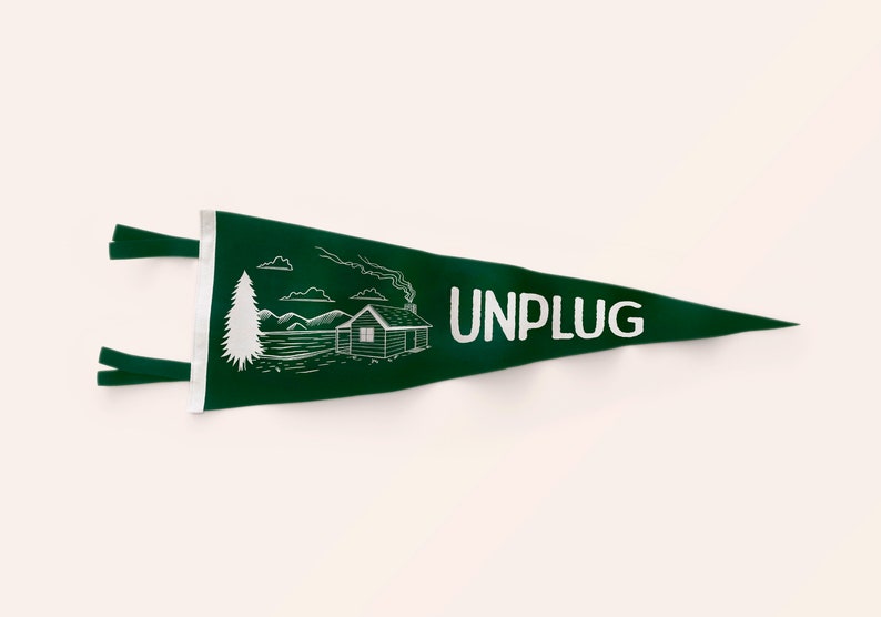 Unplug Pennant Travel Felt Pennant Flag Banner Vintage | Etsy